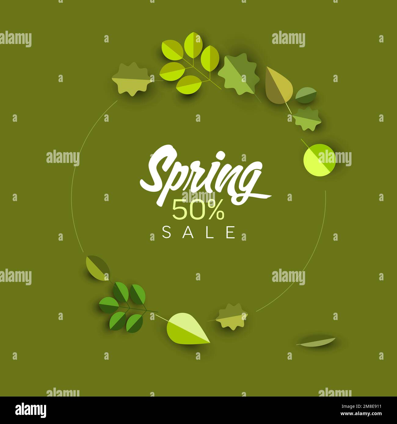 Spring light minimalist sale circle label made from minimalist leafs ...