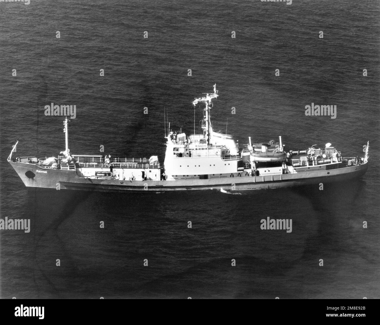 A port beam view of the Russian Moma class research ship RYBACHI ...