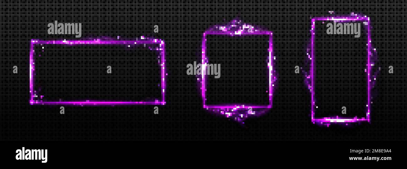Set of purple rectangular lightning frames png isolated on transparent ...