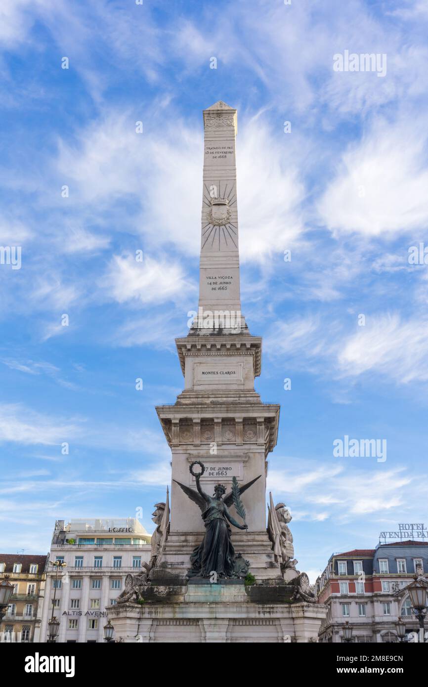 Monumento dos Restauradores at the Restadores Square in Lisbon Stock ...