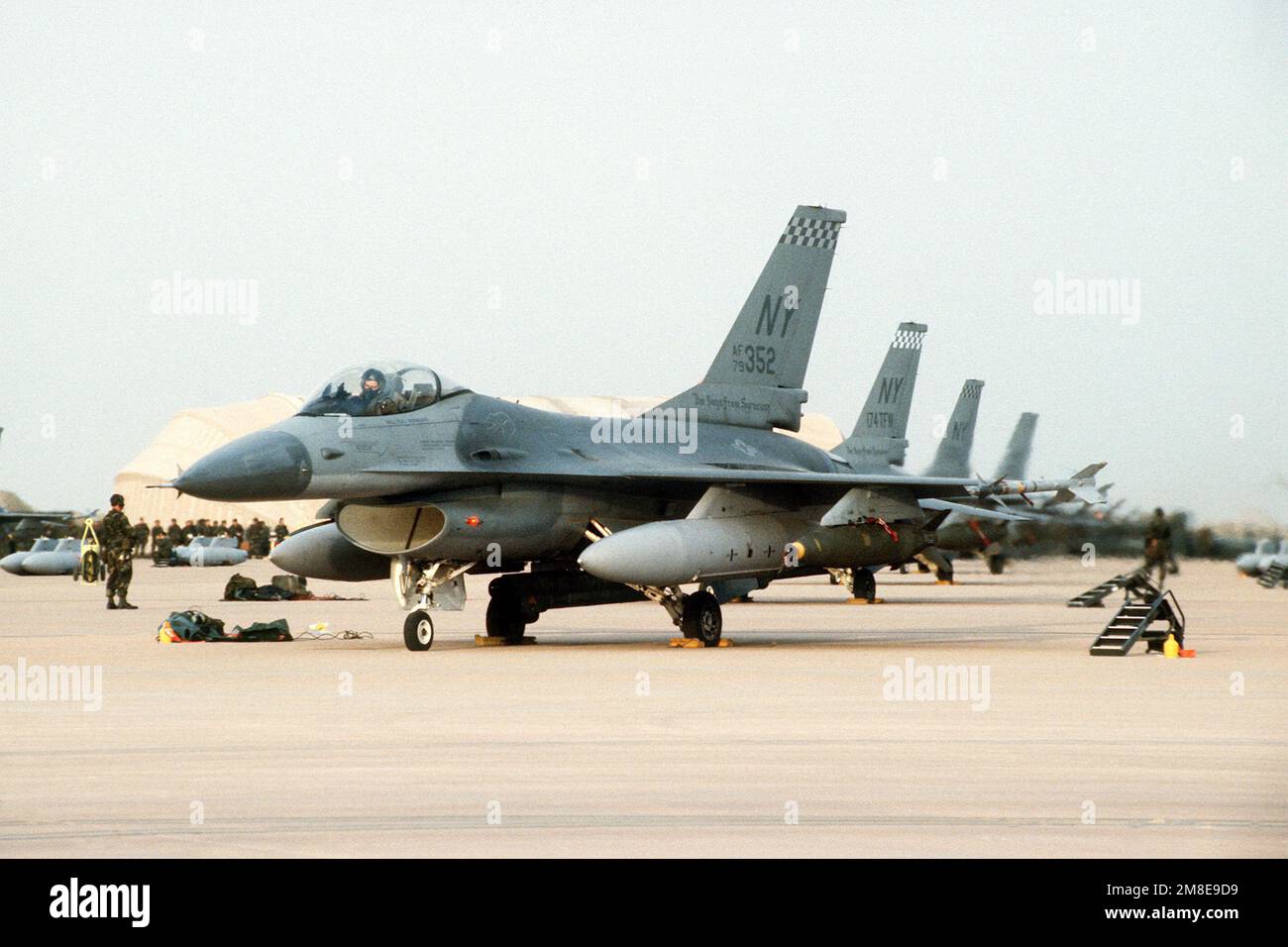 F-16A Flight Falcon fighter aircraft from the Air National Guard's ...