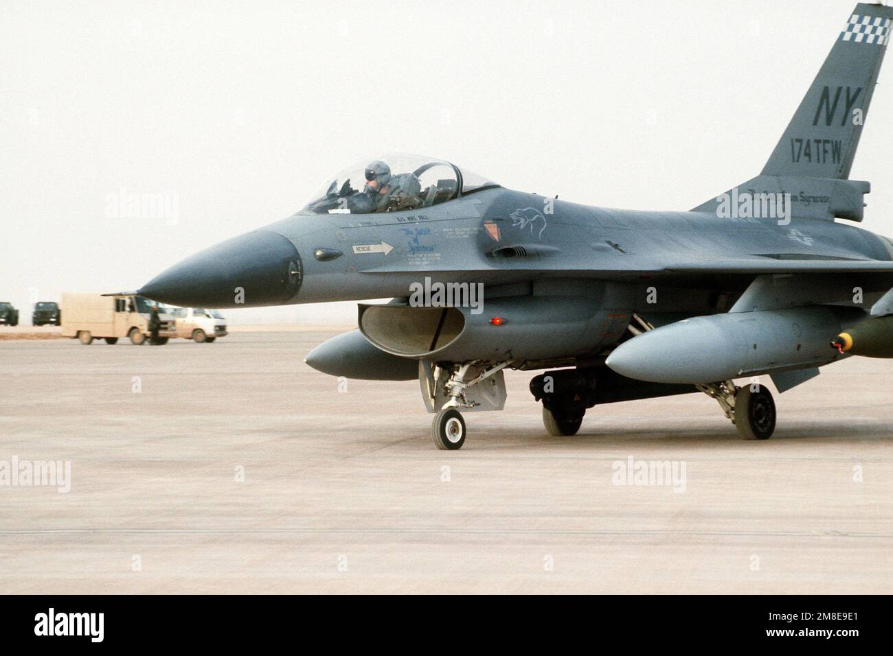 An F-16A Flight Falcon fighter aircraft from the Air National Guard's ...