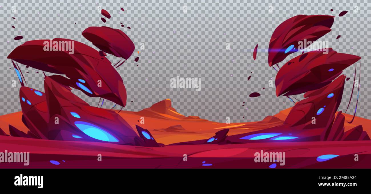 Rocky alien planet landscape design element isolated on transparent ...