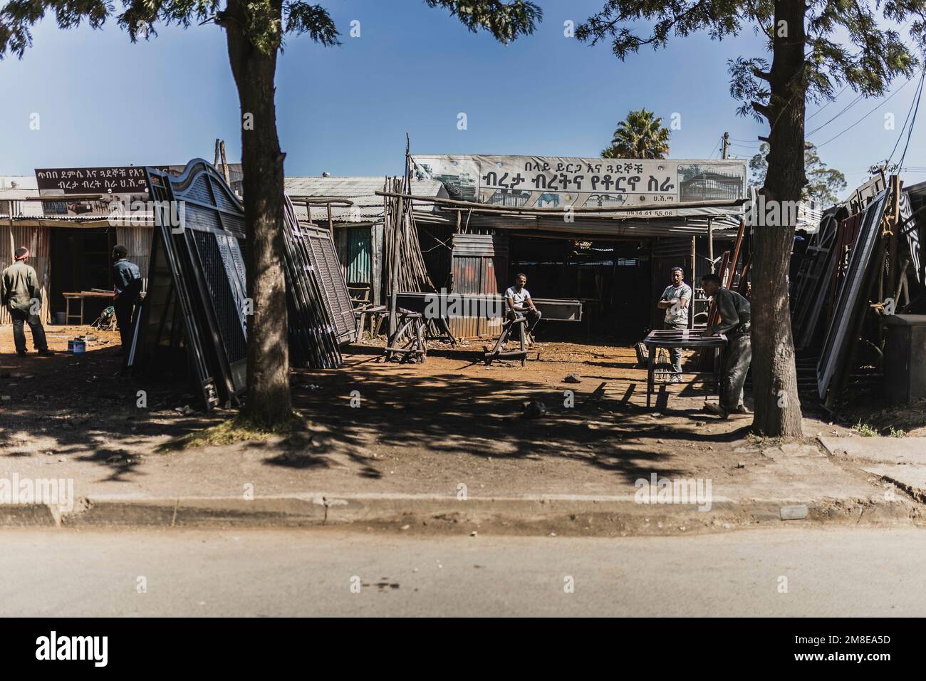 A roadside metal workshop, pictured in Addis Ababa, January 13, 2023 ...