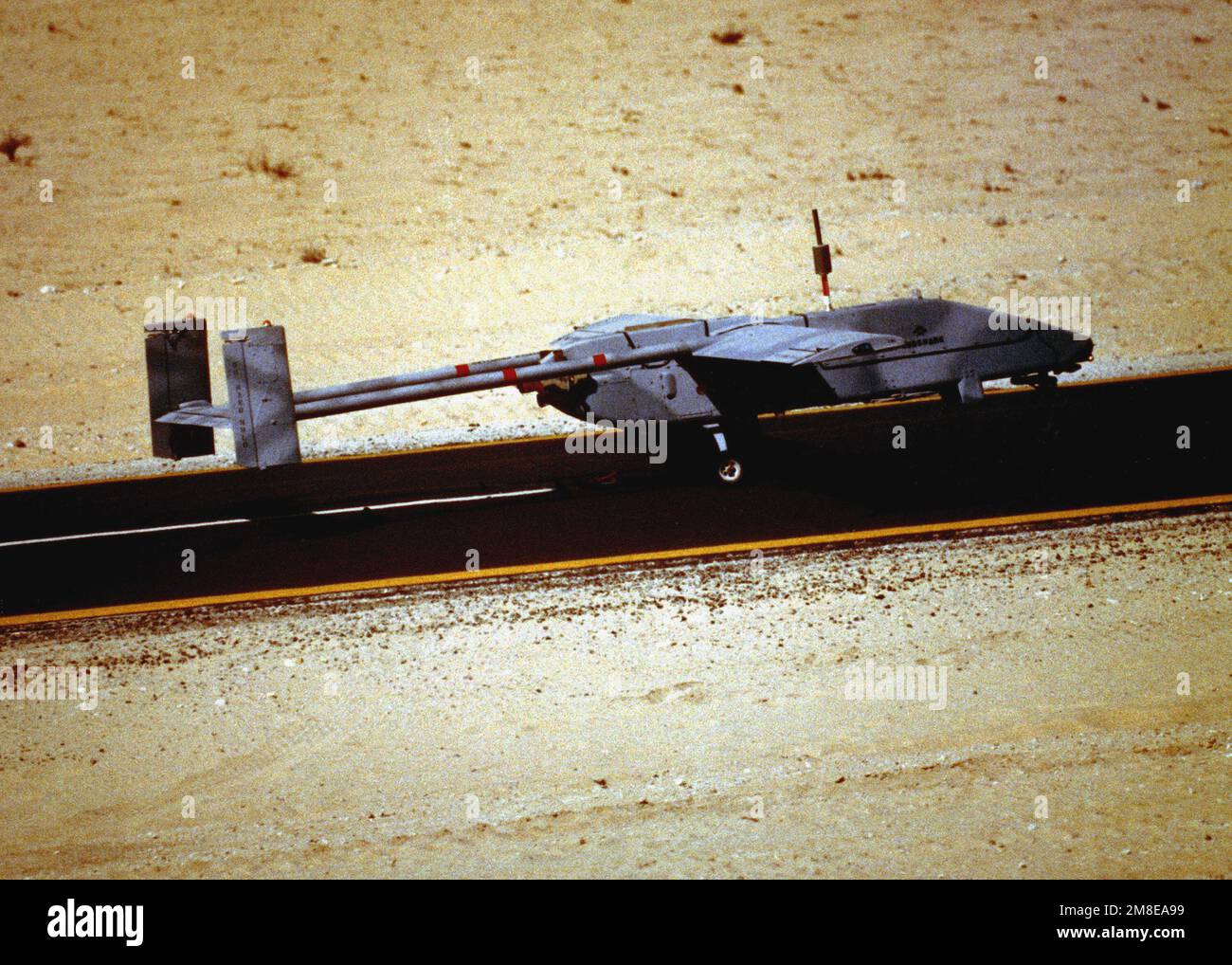 A Pioneer remotely piloted vehicle (RPV) comes to a halt after catching ...