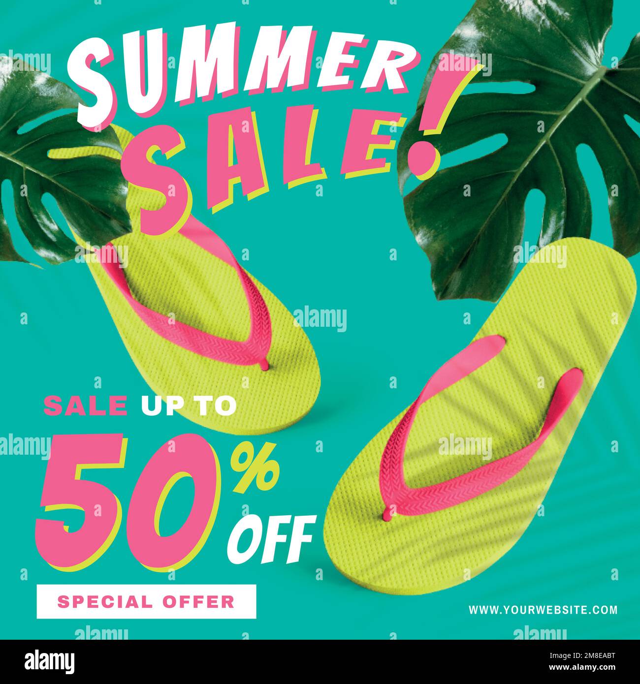 Flip flops tropical leaves Stock Vector Images - Alamy