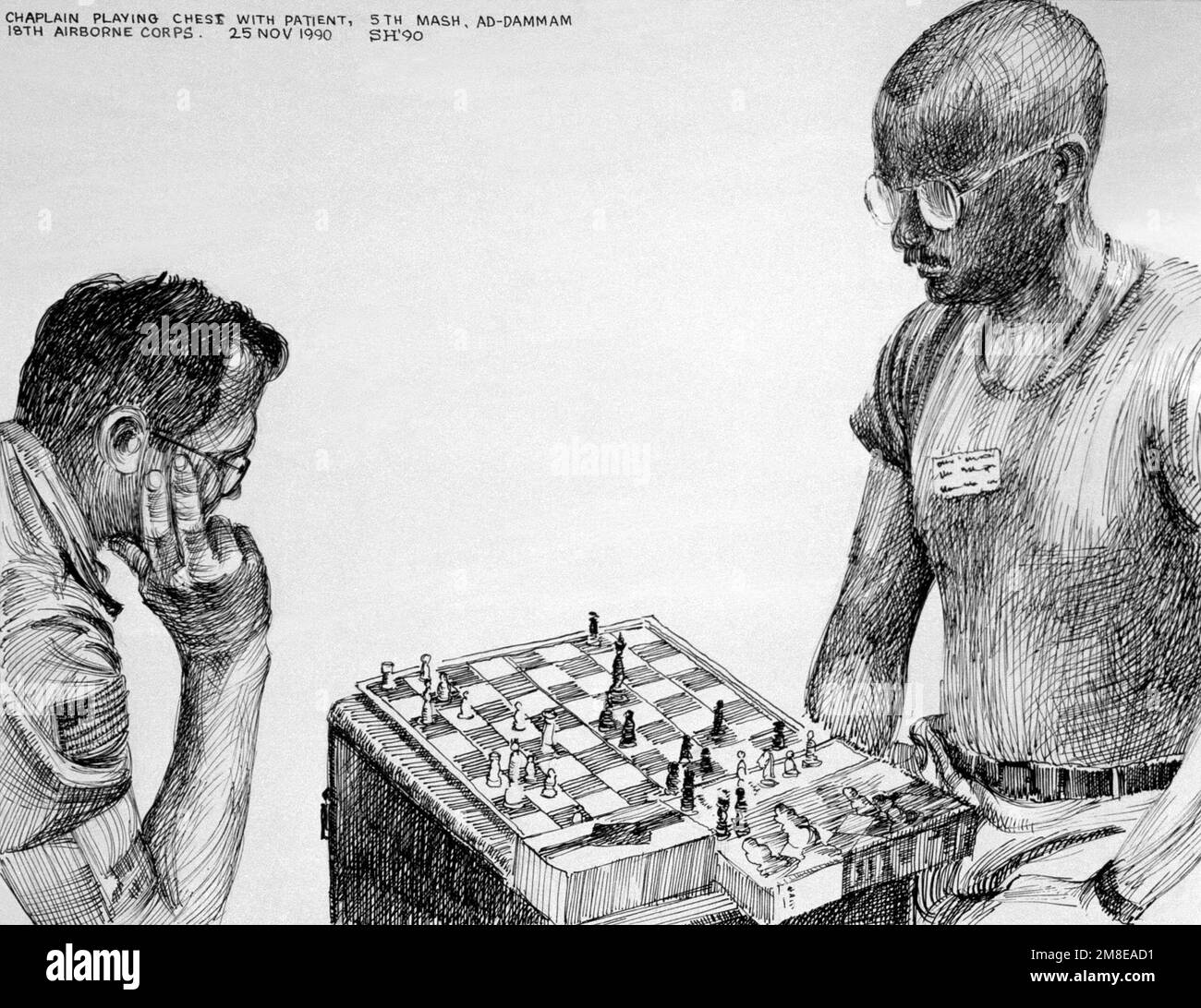 Artwork: "Chaplain Playing Chess With Patient"- Artist: Sieger Hartgers ...