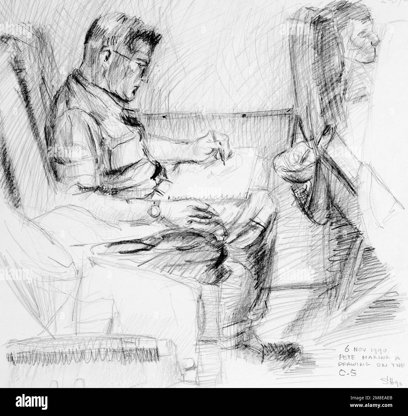 Artwork: "Pete Drawing on the C-5". Artist: Sieger Hartgers. Catalog ...