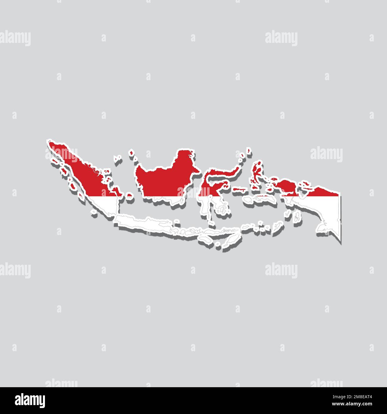 A vector illustration of a flag map of Indonesia isolated on a grey ...