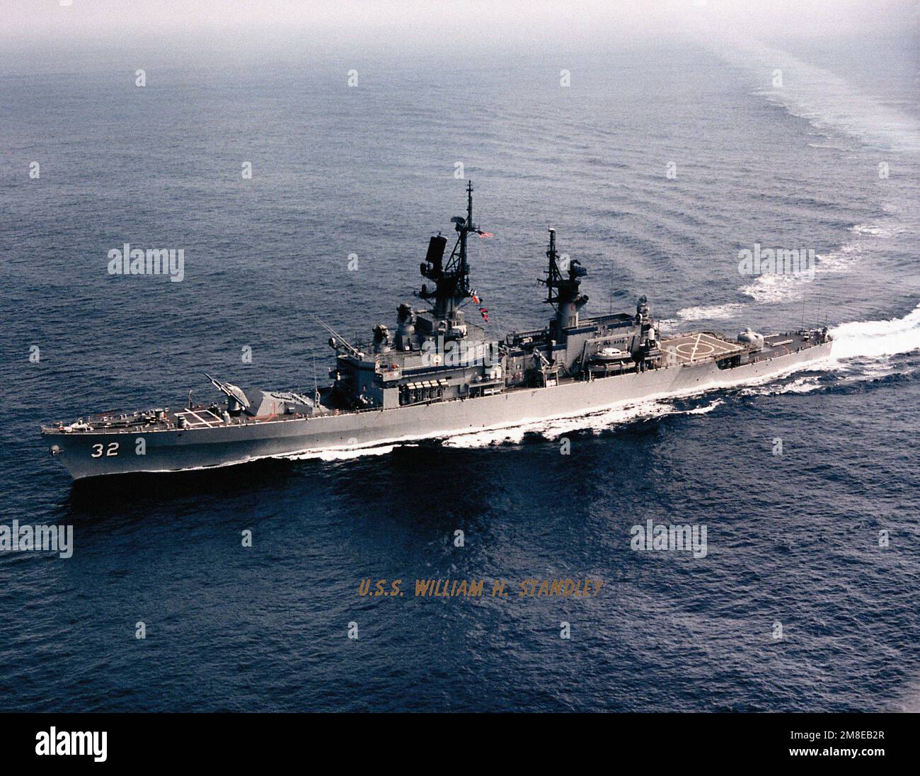 A copy image of the US Navy (USN) Belknap Class Guided Missile Cruiser ...