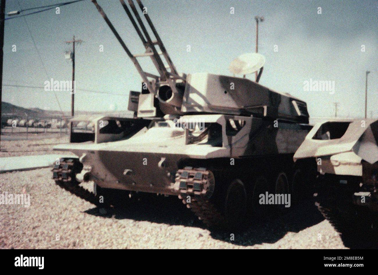 Left front view, on display, M551 modifies to resemble a Soviet ZSU-23 ...