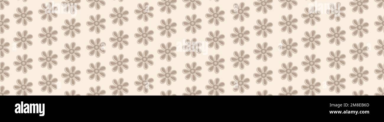 Wildflower seamless vector seamless border. Neutral beige brown naive ...