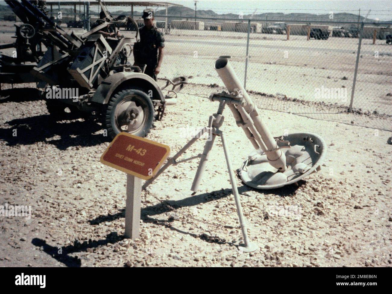 Left front view, on display, Soviet M-43 120mm mortar. Soviet ZPU-2 14 ...