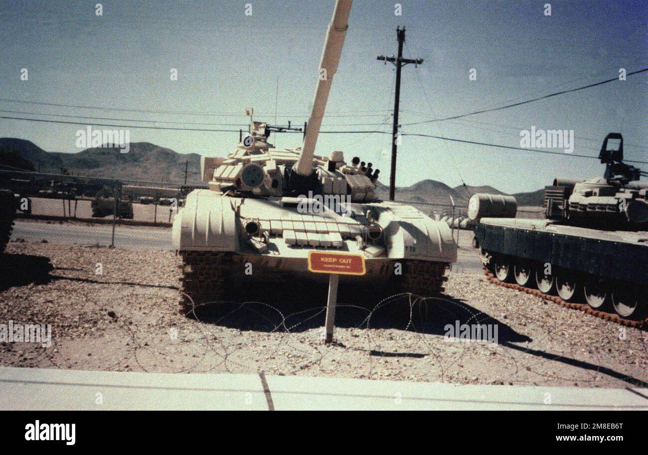 Front view, on display, Soviet T-80 Main Battle Tank. Country: Unknown ...