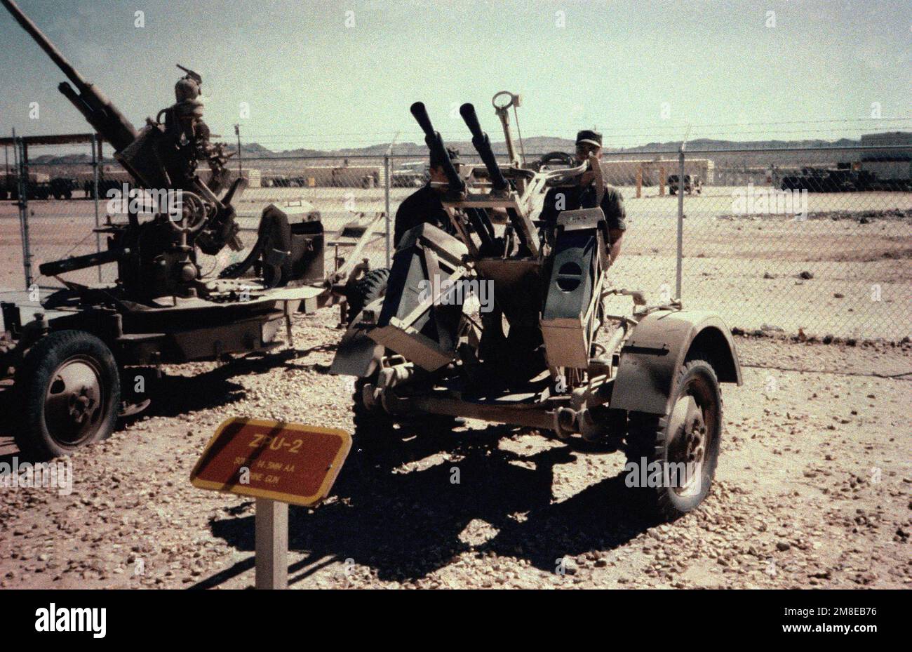 Left front view, on display, Soviet ZPU-2 14.5mm Anti-aircraft Machine ...