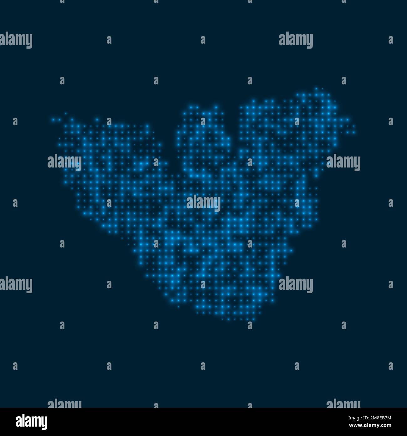 Moorea dotted glowing map. Shape of the island with blue bright bulbs ...