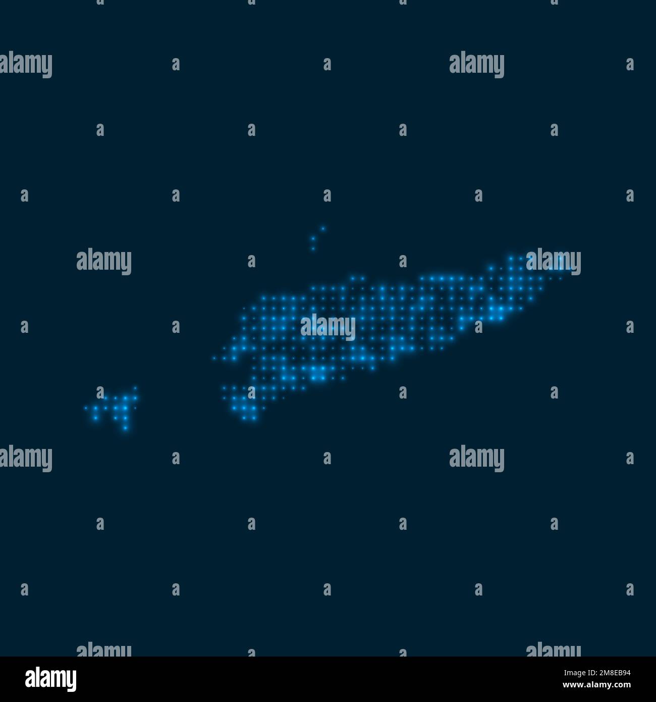 Timor-Leste dotted glowing map. Shape of the country with blue bright ...