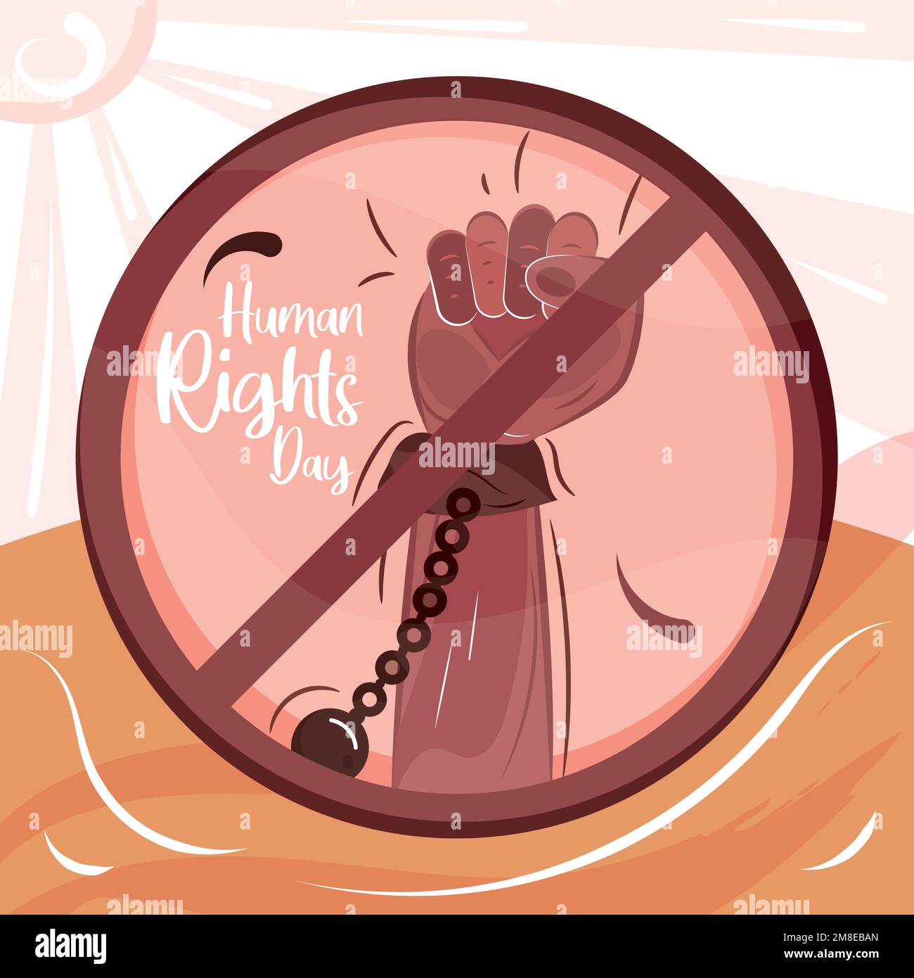 No slavery signal with hand with handcuff Human right concept Vector ...