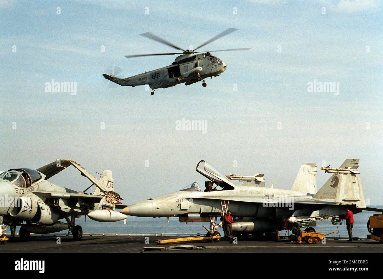 A Helicopter Anti-submarine Squadron 12 (HS-12) SH-3H Sea King ...