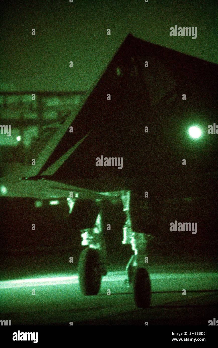 As seen through a night vision lens, a 37th Tactical Fighter Wing (37th ...