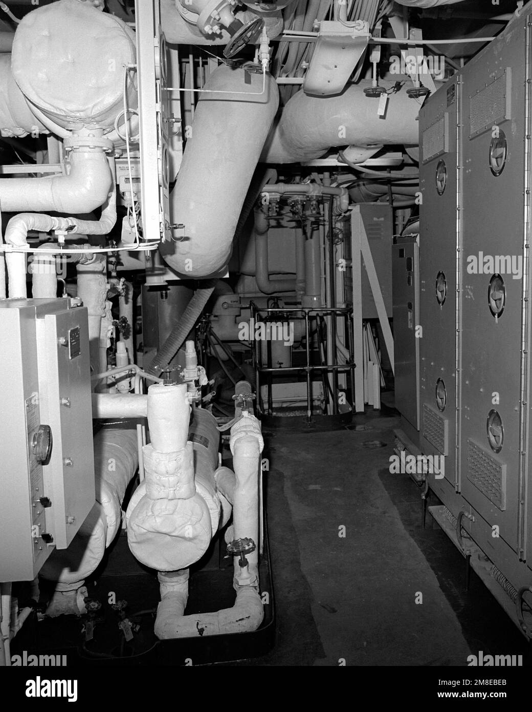 A view of main engine room No. 2 aboard the guided missile cruiser ...