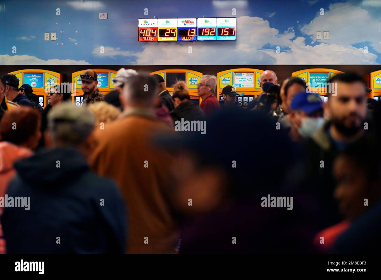 People wait in line at the Lotto Store at Primm just inside the ...