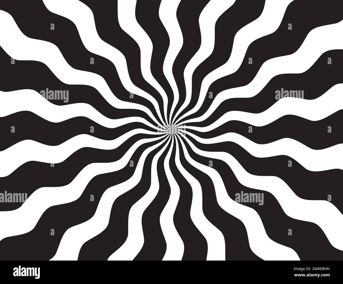 Black and white hypnotic spiral wave rays background. Psychedelic ...