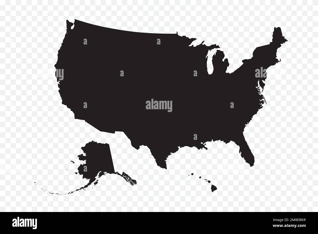 A simple vector illustration of the USA map on a transparent background ...