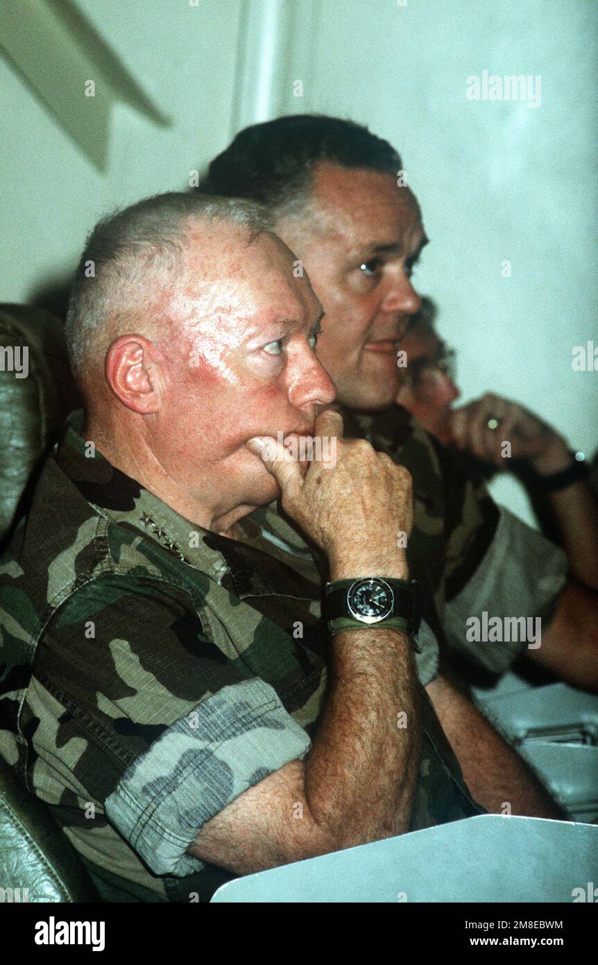 Commandant of the Marine Corps General Alfred M. Gray, listens to a ...