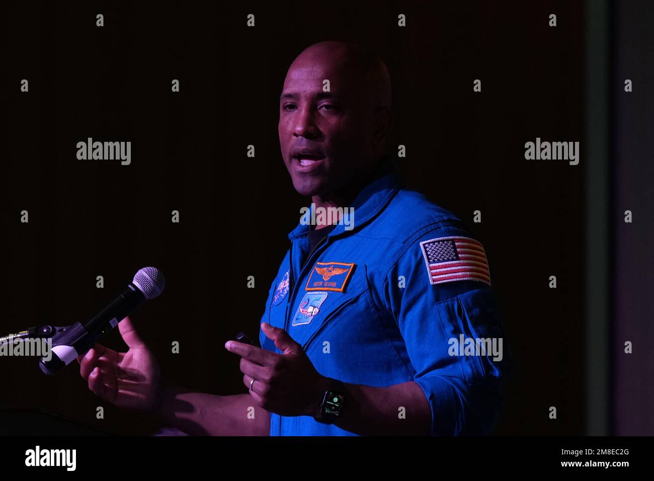 US Navy Captain and NASA astronaut Victor Glover speaks during the ...