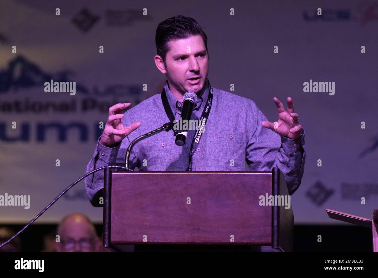 Chris Chappell speaks during the opening session of the UCS Spirit ...