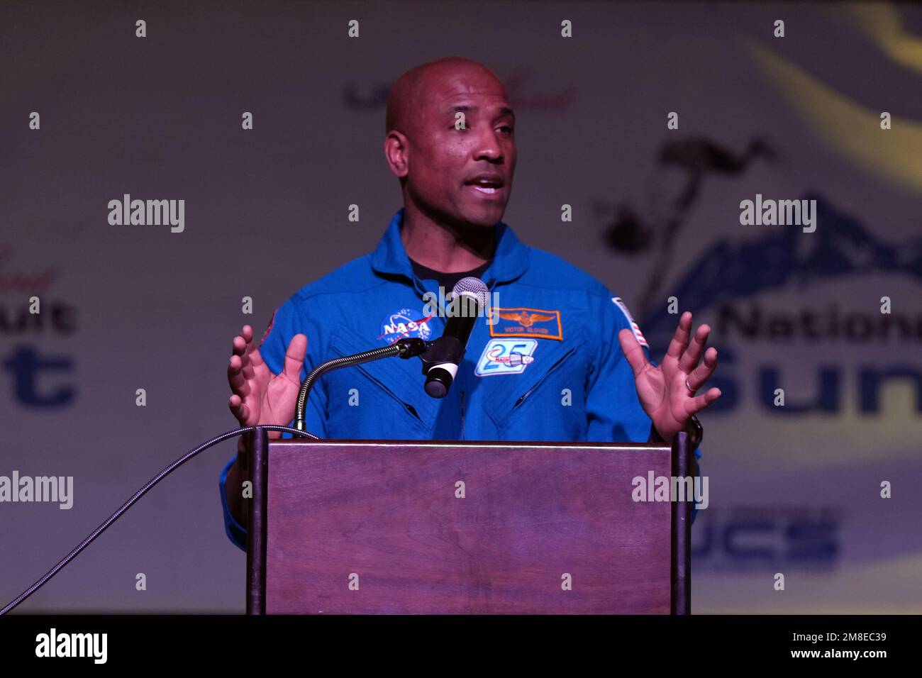 US Navy Captain and NASA astronaut Victor Glover speaks during the ...