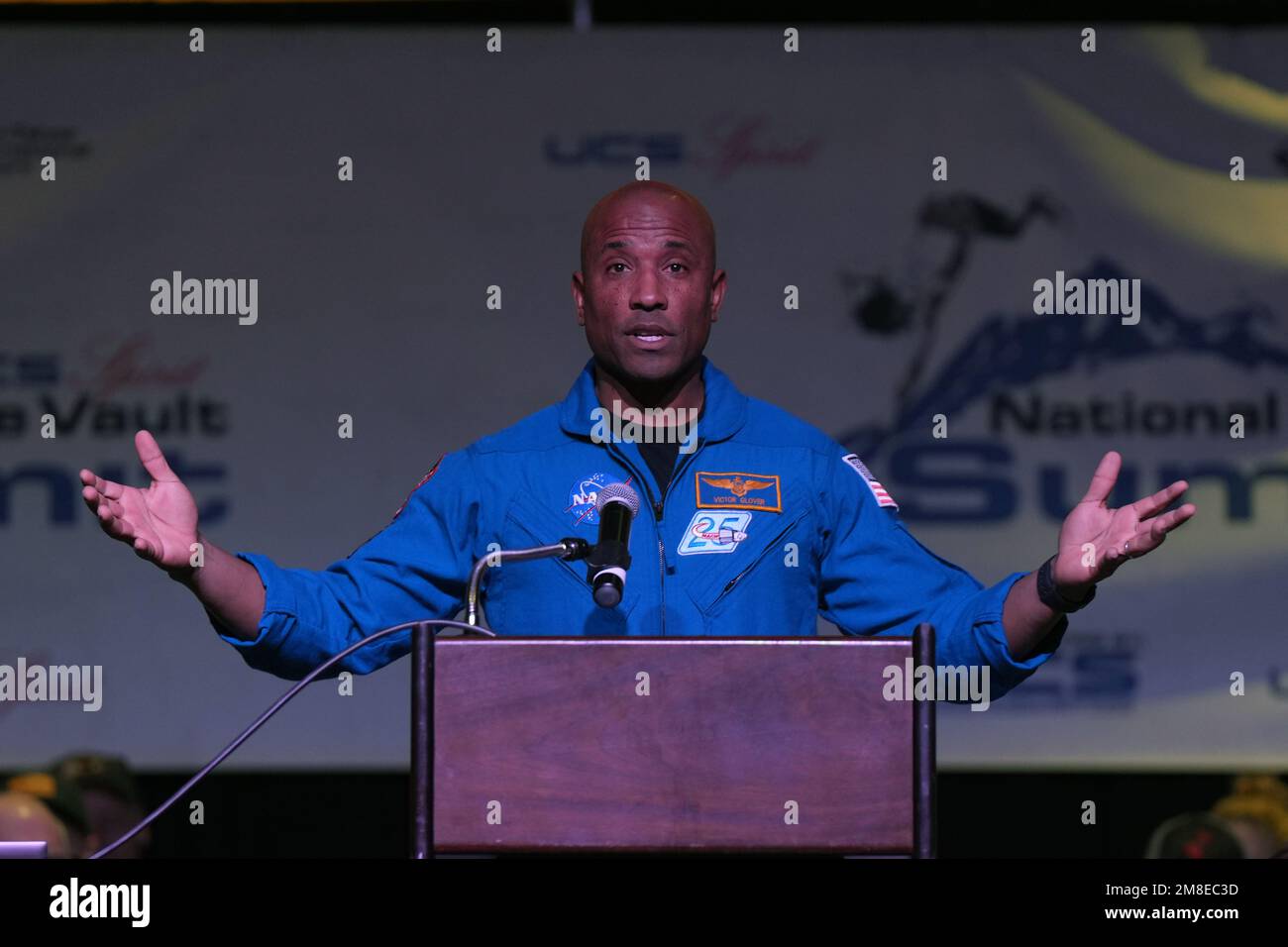 US Navy Captain and NASA astronaut Victor Glover speaks during the ...