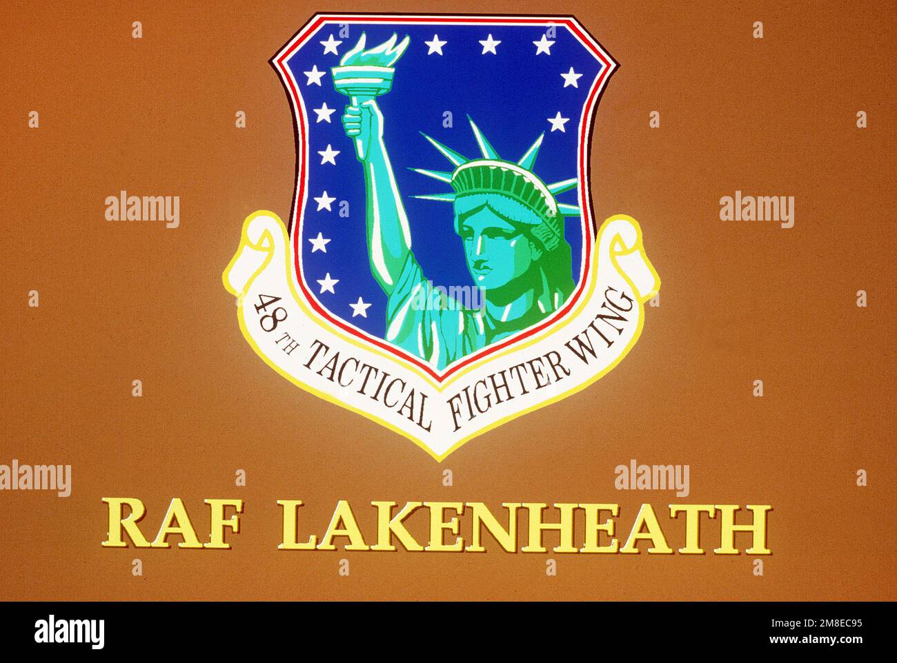 A close-up view of a sign bearing the insignia of the 48th Tactical ...