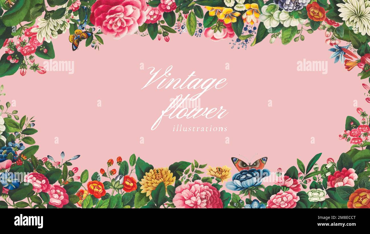 Vintage mixed Chinese flower frame vector Stock Vector Image & Art - Alamy