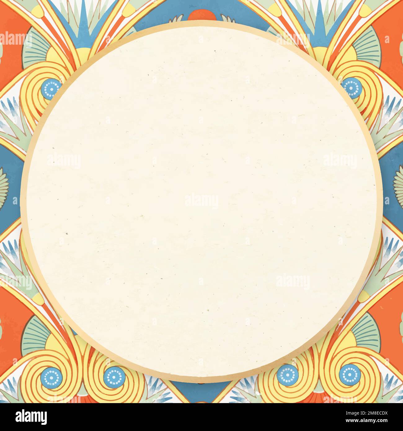 Colorful Egyptian patterned frame vector ornamental illustration Stock ...