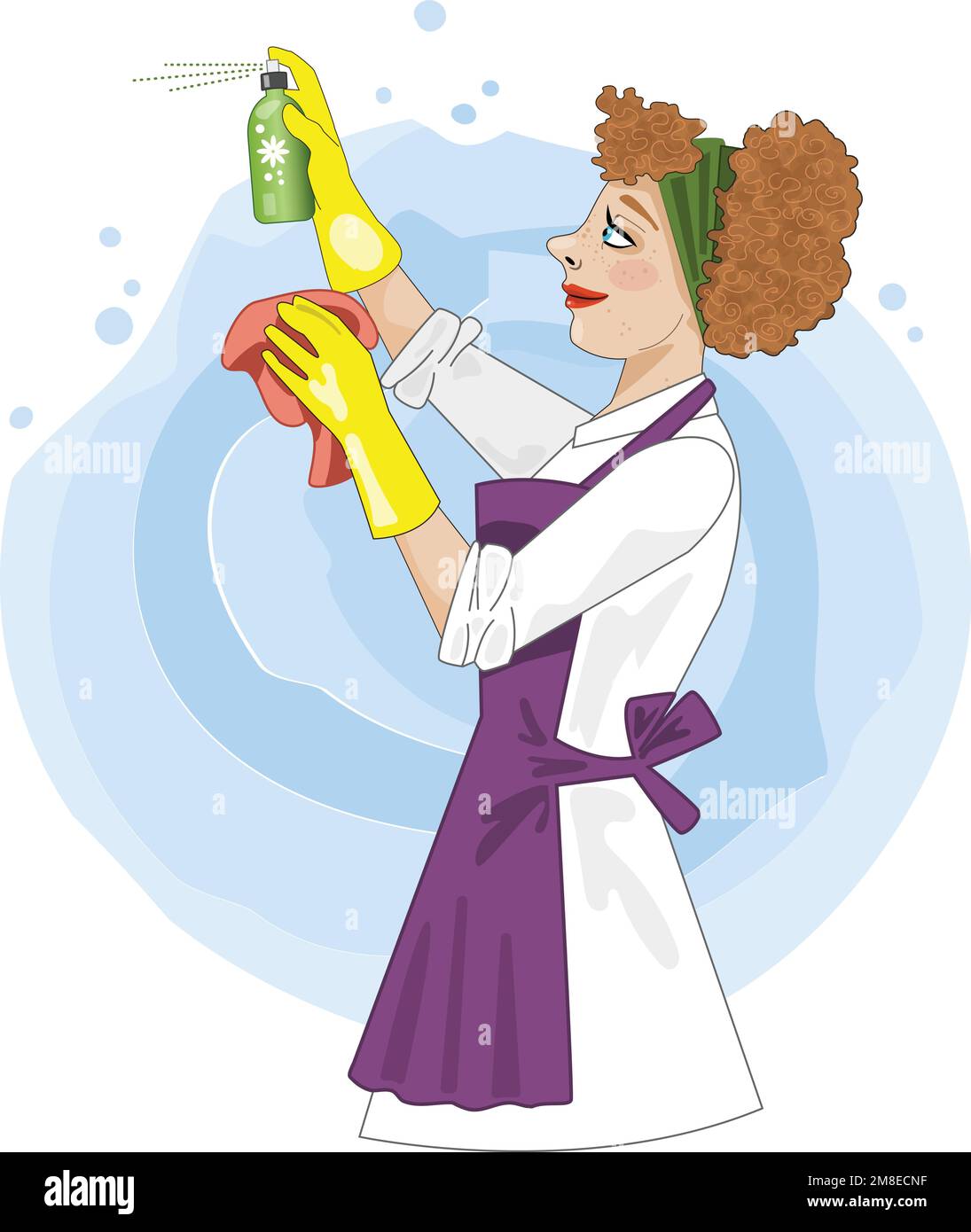 A pretty lady happily using cleaning products Stock Vector Image & Art ...