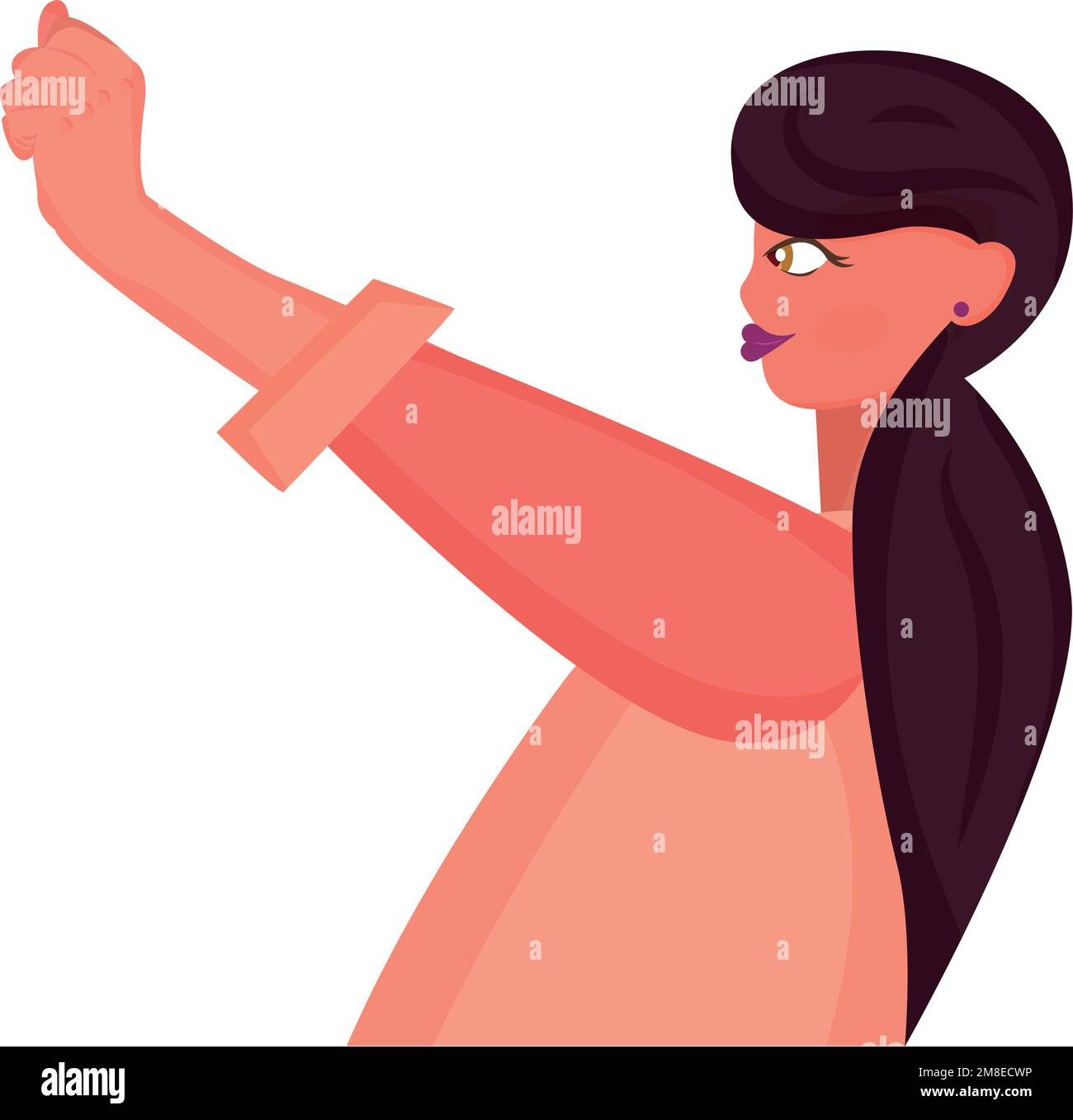 Isolated cute girl cartoon character raising her hand Vector Stock ...