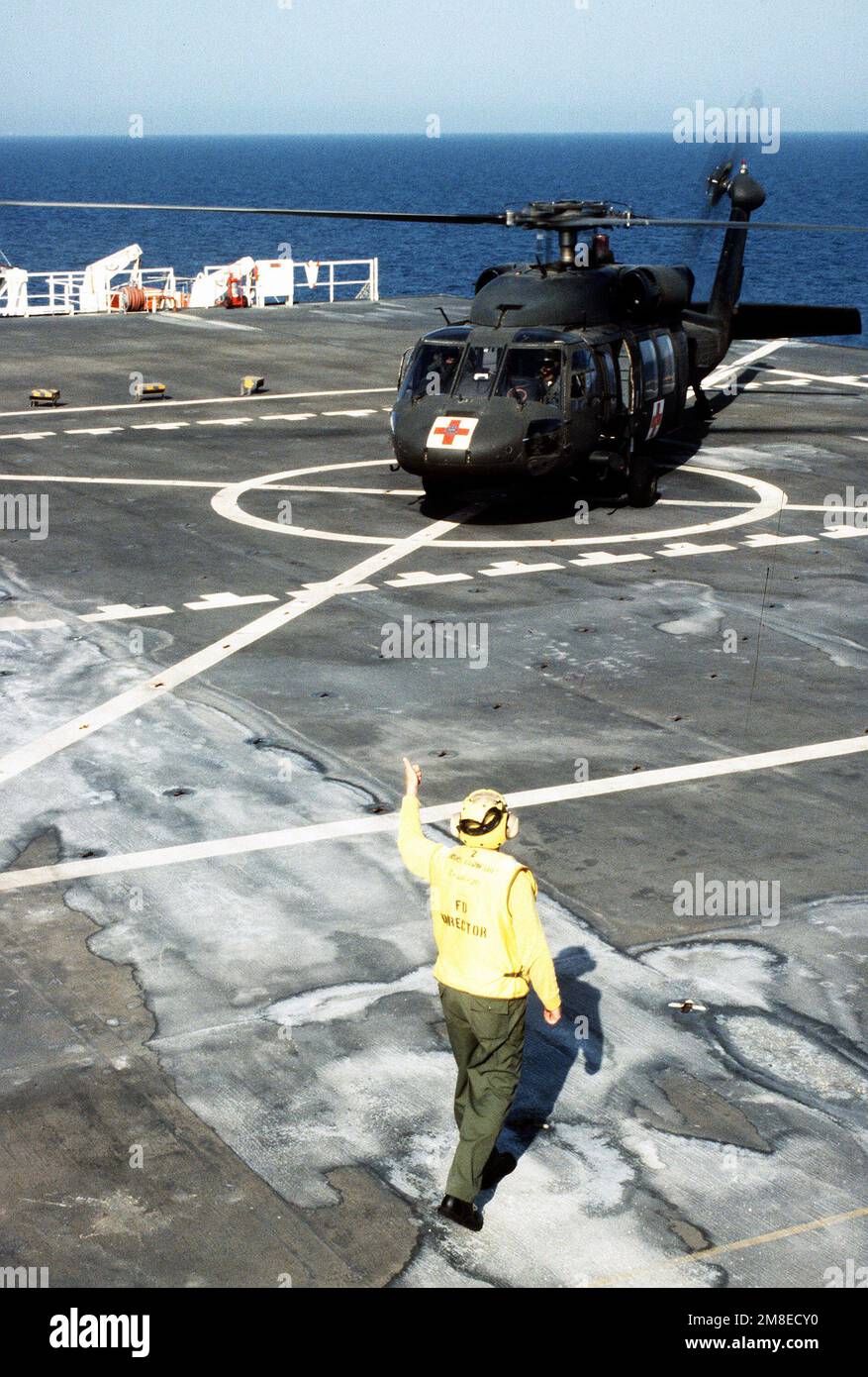 The flight director aboard the hospital ship USNS COMFORT (T-AH-20 ...