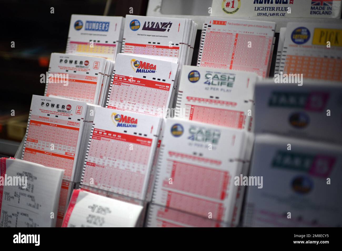 View of Mega Millions forms for customers to fill out, as the Mega ...