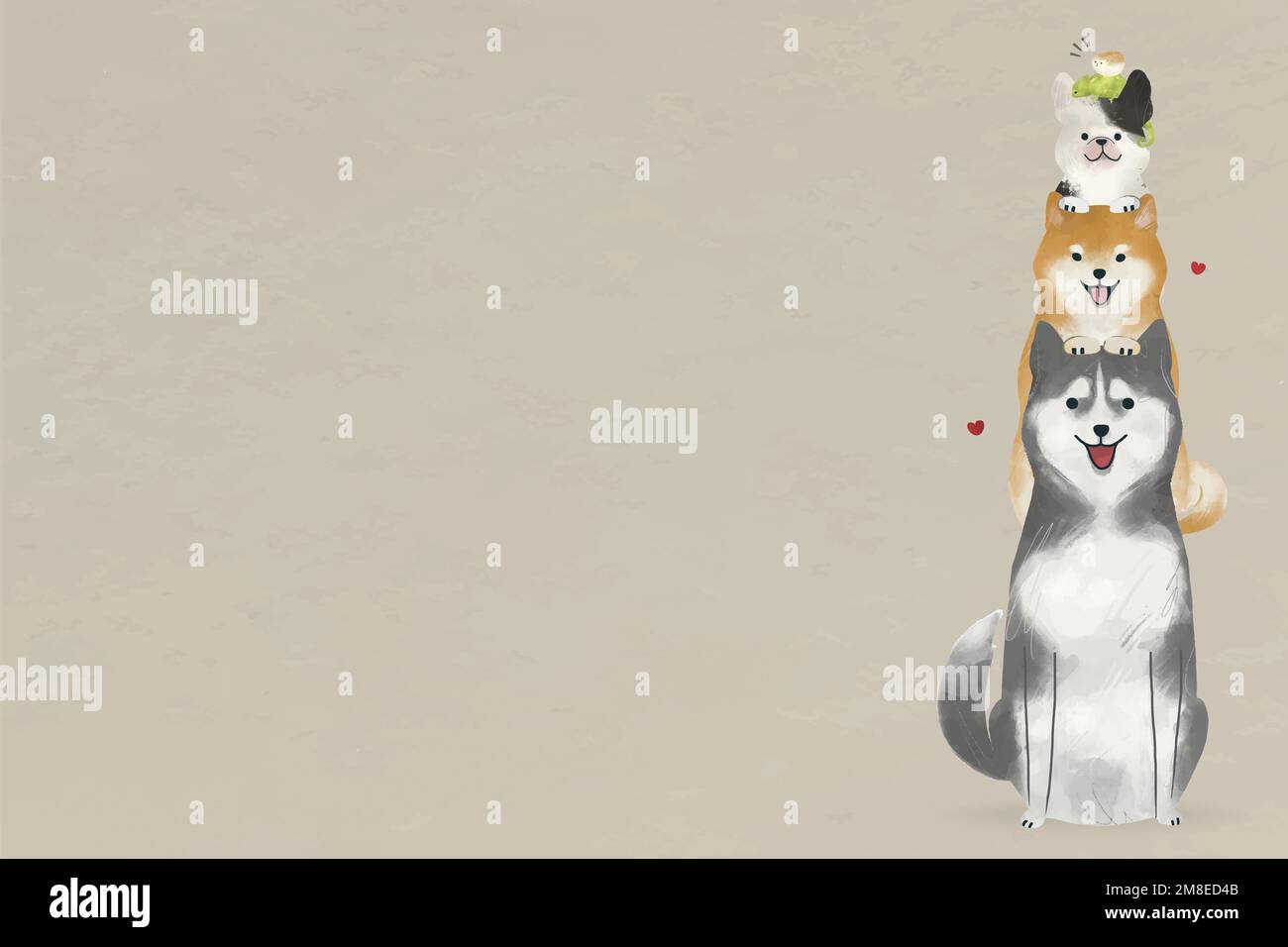 Hand drawn dog background vector with cute pets illustration Stock ...