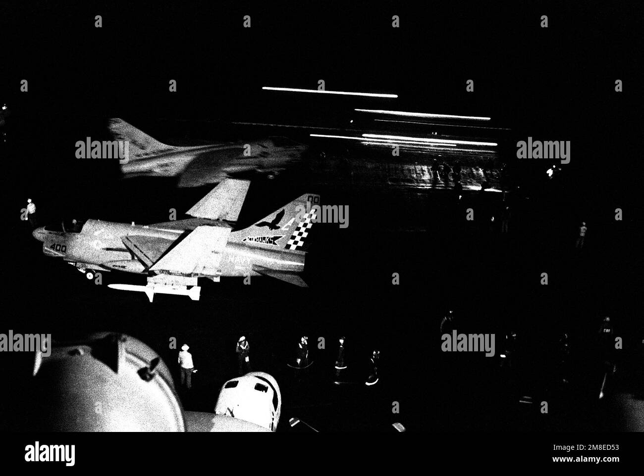 A-7E Corsair aircraft of Attack Squadron 72 (VA-72), foreground, and ...