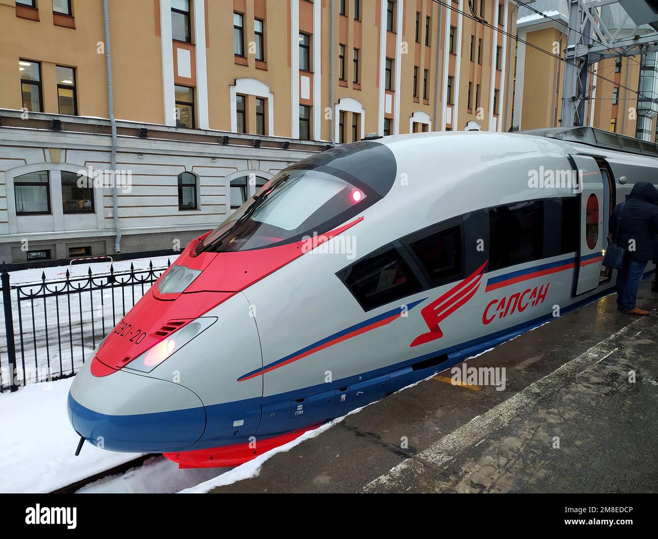 Russian Federation. Saint Petersburg. Sapsan train at the Moscow ...
