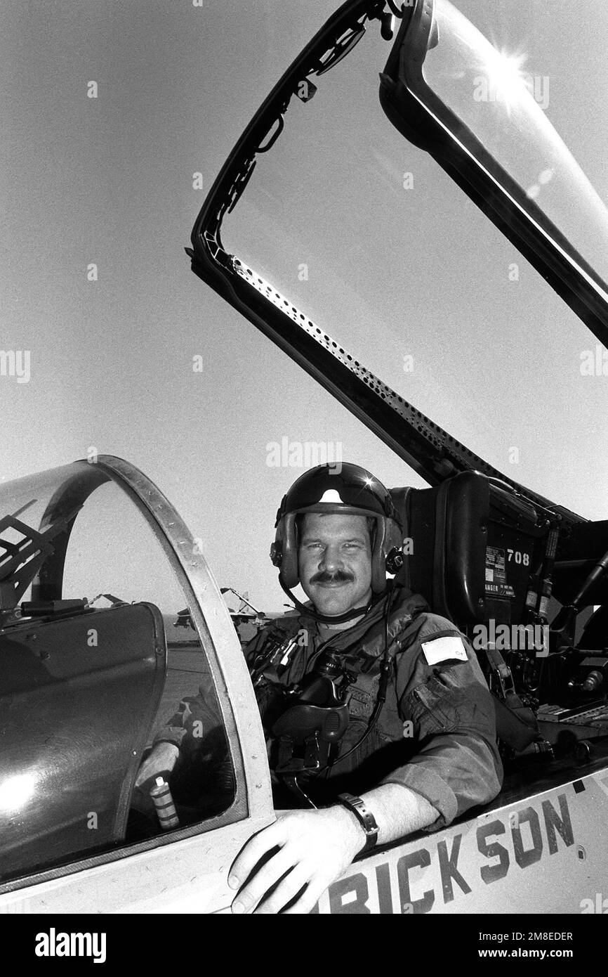 LT. CMDR. Mark Fox of Strike Fighter Squadron 81 (VFA-81) sits in the ...