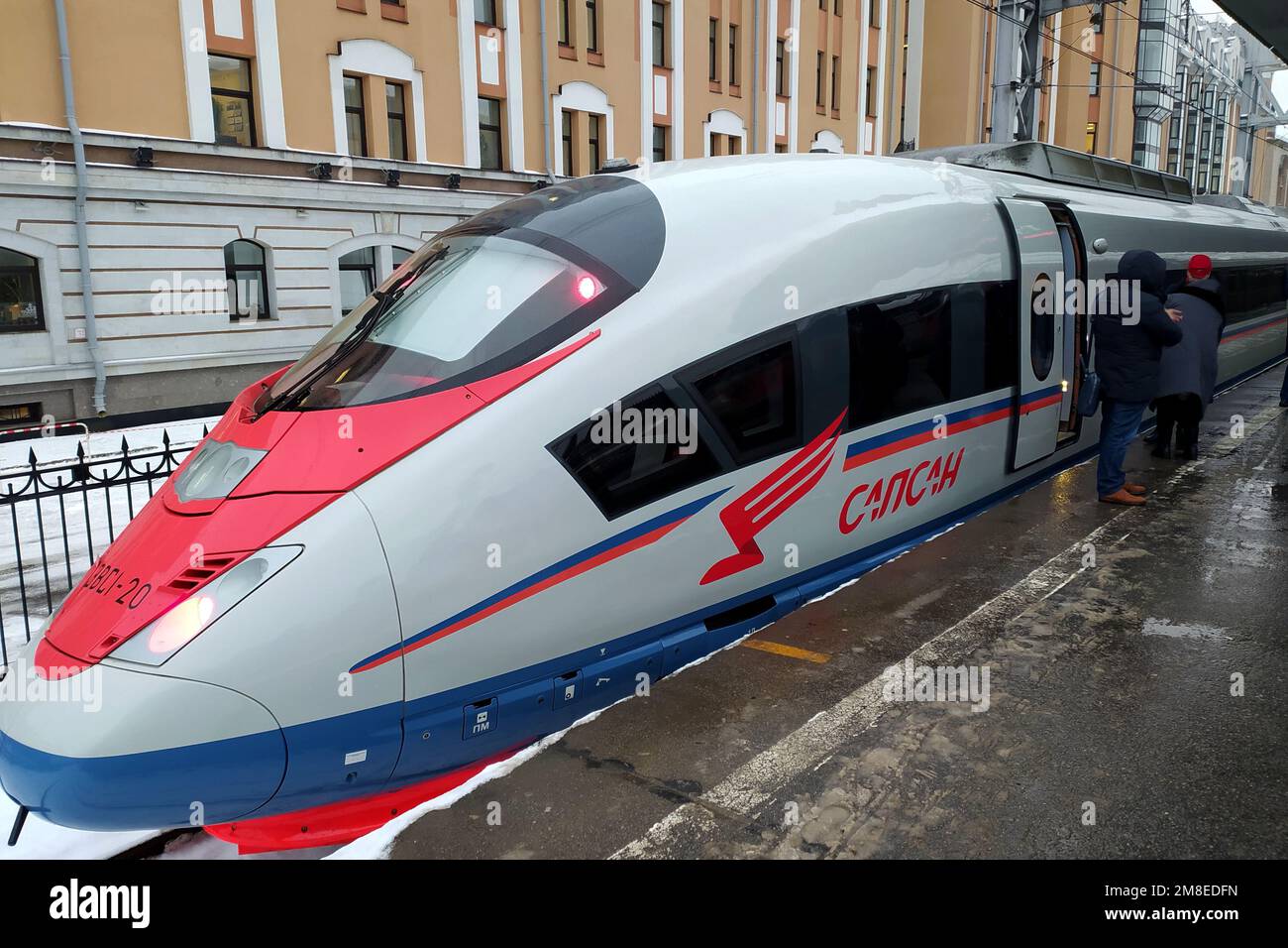Russian Federation. Saint Petersburg. Sapsan train at the Moscow ...