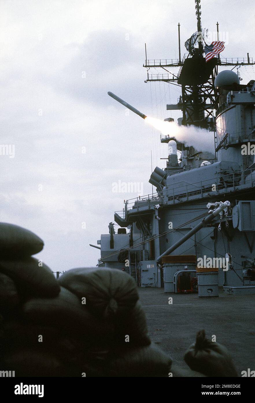 A BGM-109 Tomahawk Land-Attack Missile (TLAM) is fired toward an Iraqi ...