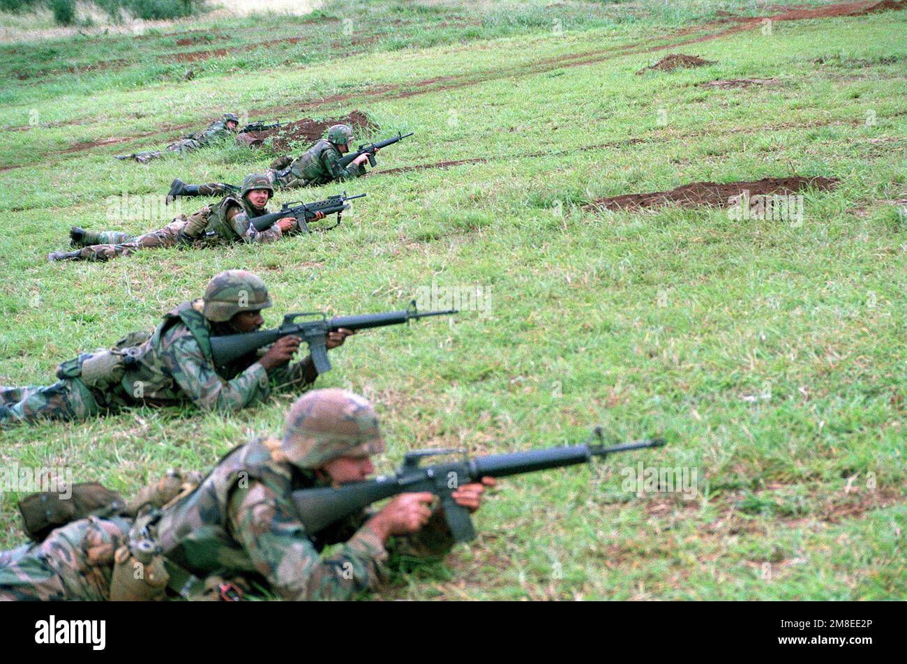 Members of Co. B, 4th Bn., 27th Inf., 25th Inf. Div. (Light) practice ...