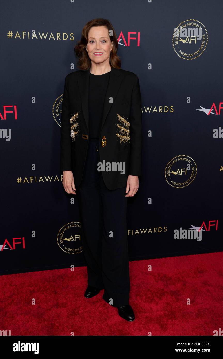 Actor Sigourney Weaver poses at the 2023 AFI Awards, Friday, Jan. 13 ...