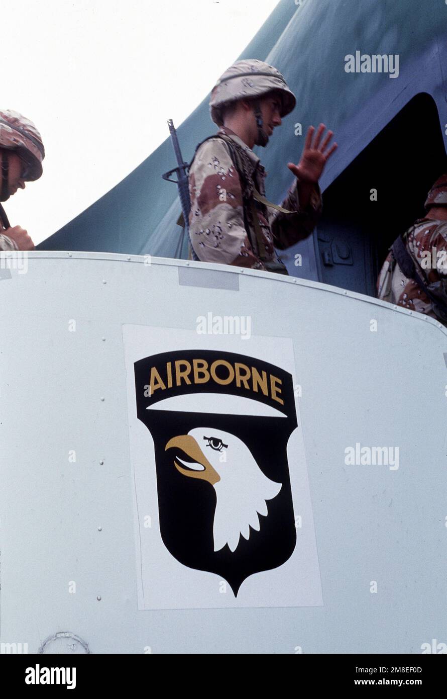 Soldiers from the 101st Airborne Division (Air Assault) board a ...