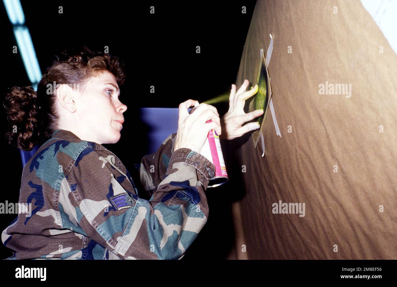 SRA Marsha Heaton, 32nd Equipment Maintenance Squadron, stencils ...